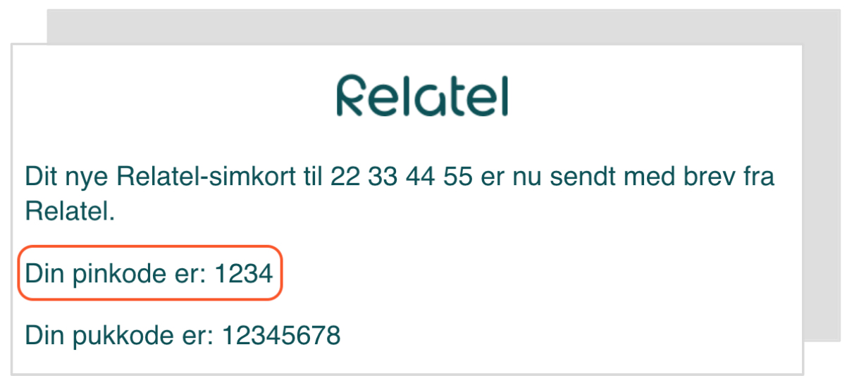 Find pin- og pukkode samt simkortnummer